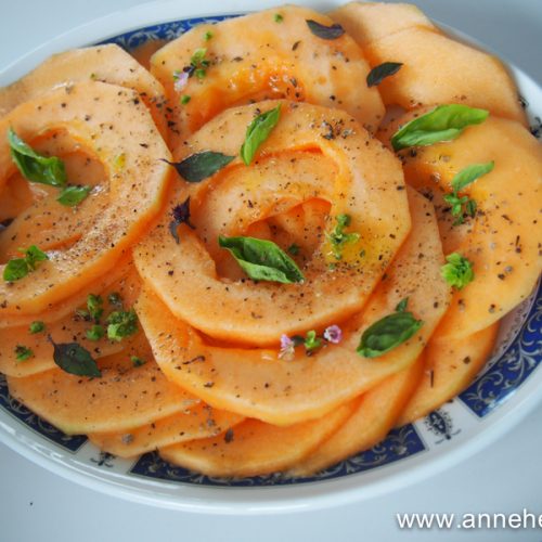Carpaccio de melon- vinaigre balsamique blanc